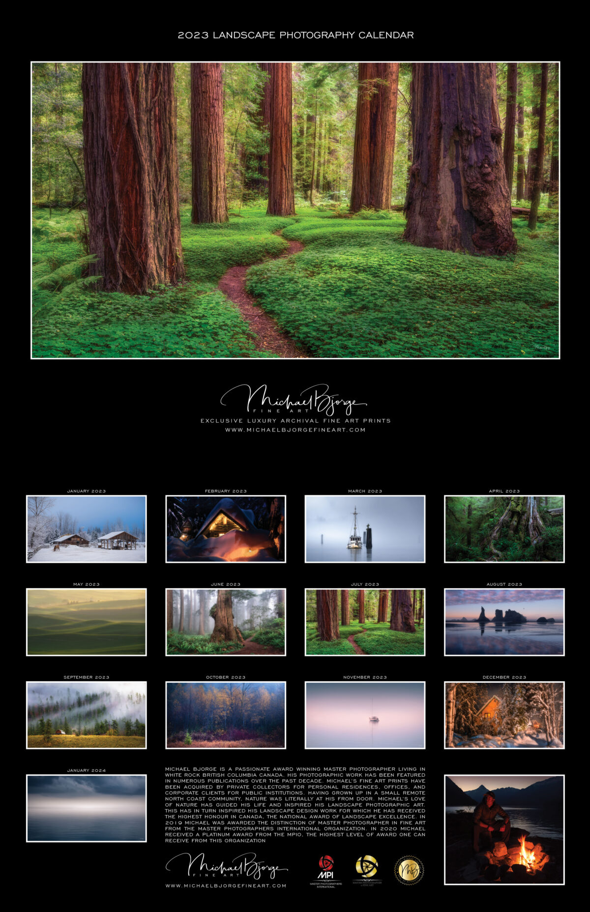 2023 Landscape Photography Calendar - Michael Bjorge